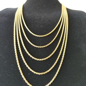 Jewelry | Vintage Five Strand Gold Tone Chain Necklace | Poshmark